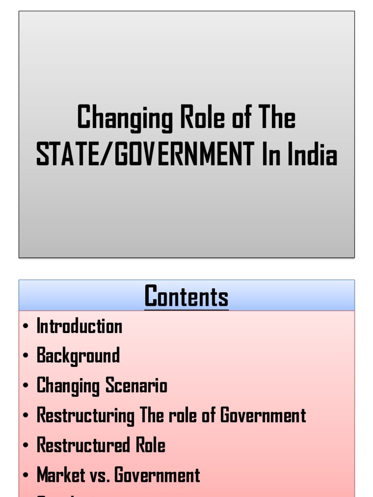 Changing Role of The State/Government in India | PDF | Economies ...