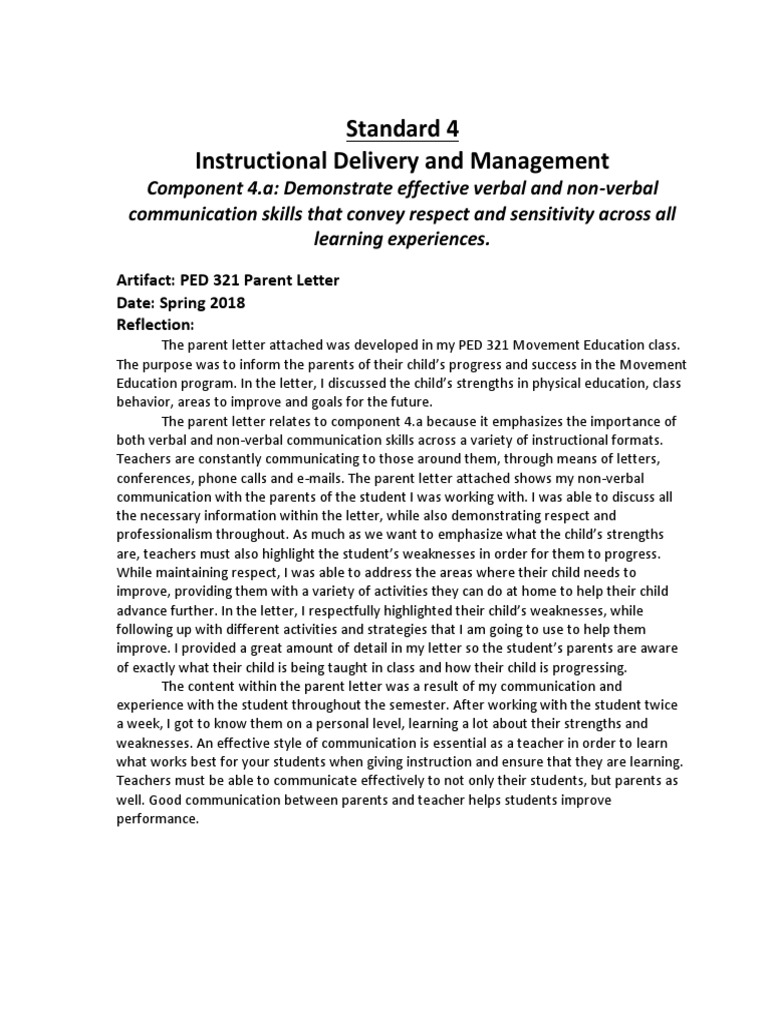 Standard 4 New Component | PDF | Nonverbal Communication | Communication