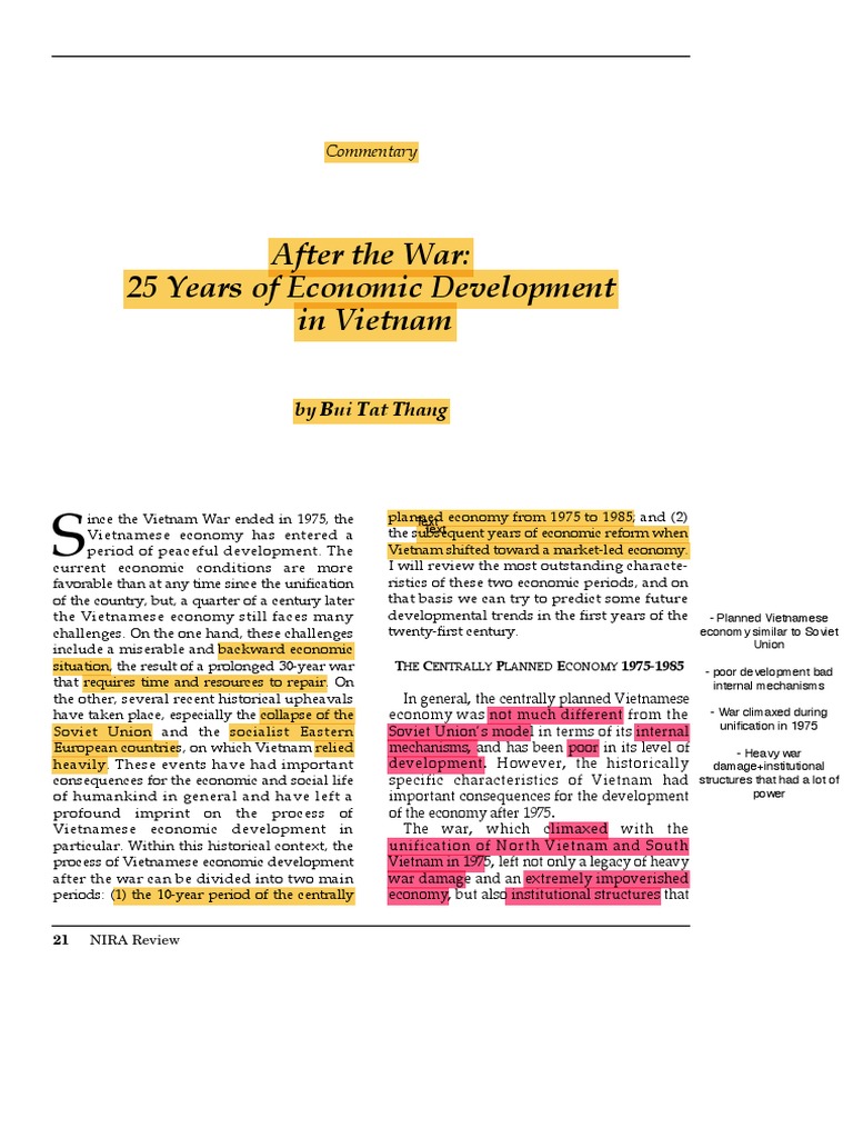 After The War - 25 Years of Economic Development in Vietnam PDF | PDF ...