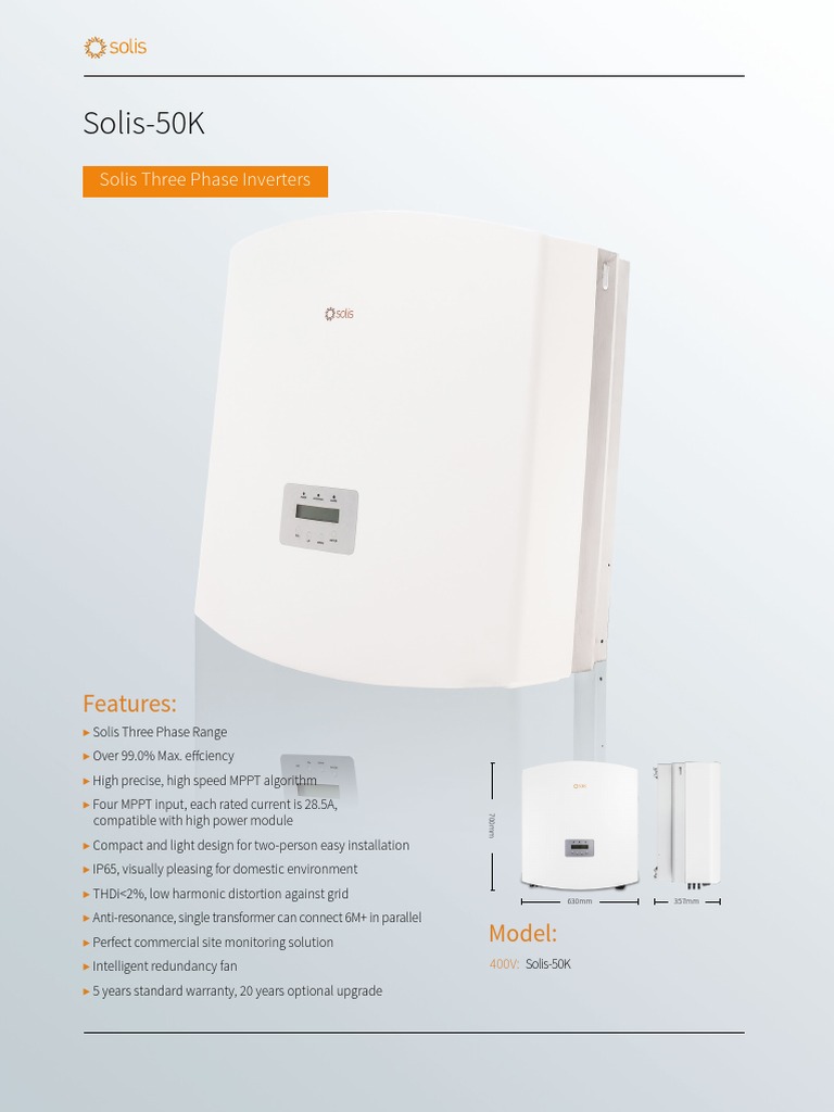 Datasheet Solis 50K | Download Free PDF | Direct Current | Electrical Engineering