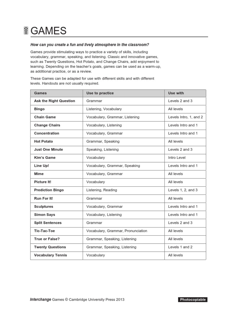 Games: How Can You Create A Fun and Lively Atmosphere in The Classroom ...