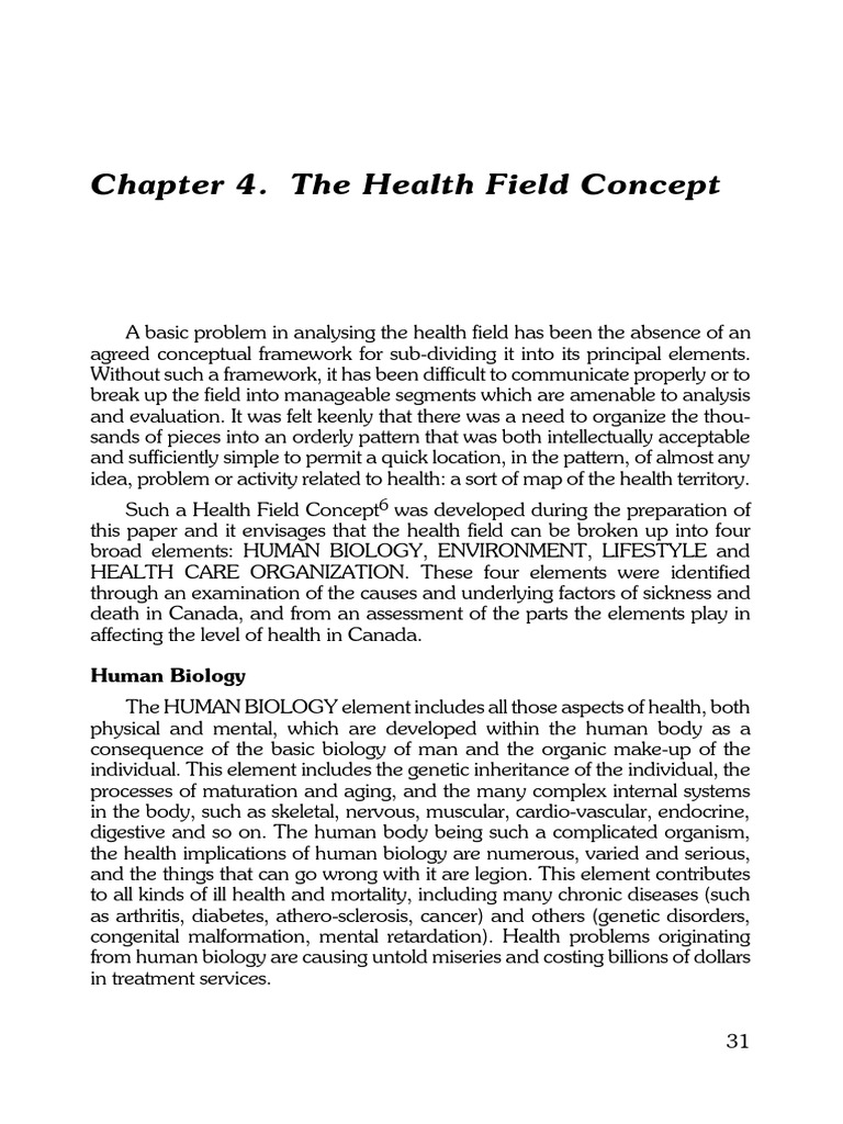 Chapter 4. The Health Field Concept | PDF | Public Health | Human