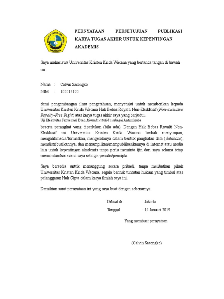 Contoh Surat Publikasi | PDF