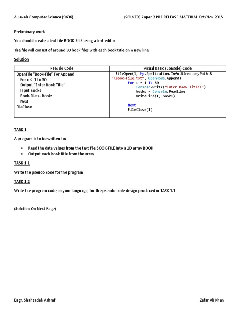 SOLVED Pre Release P2 Winters 2015 (9608) PDF | PDF | Visual Basic .Net ...