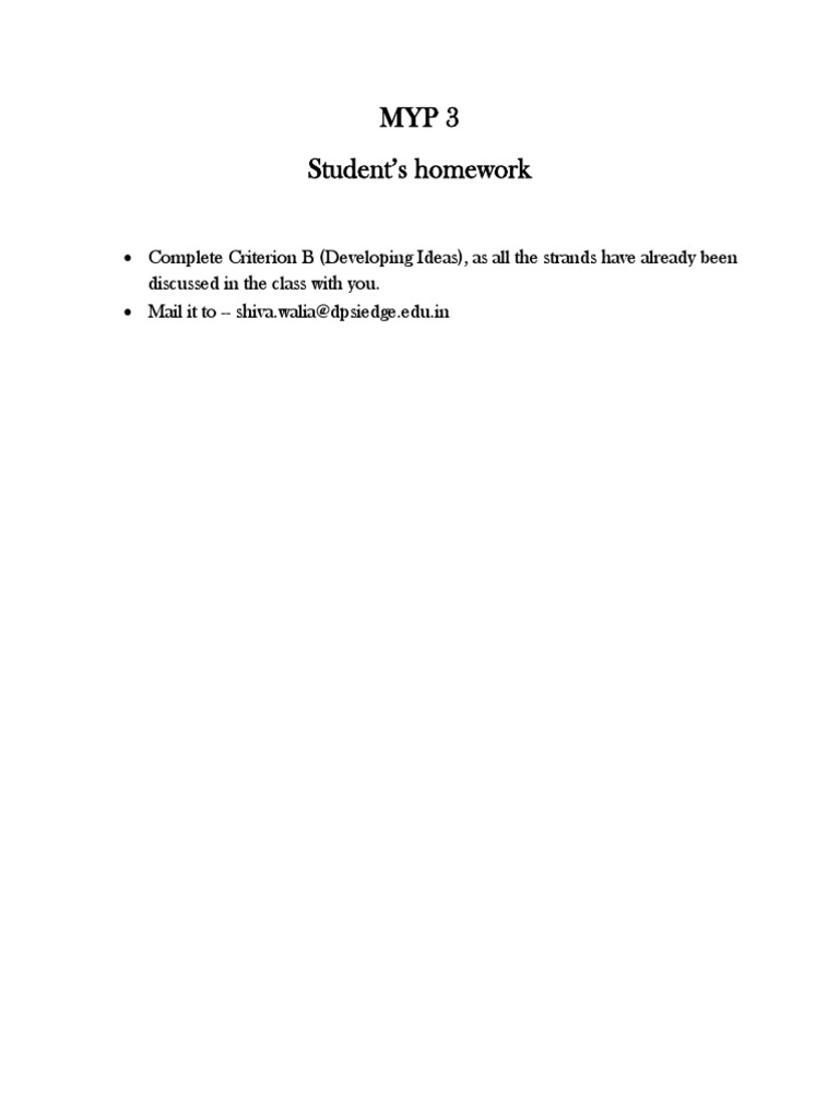 MYP 3 Homework | PDF