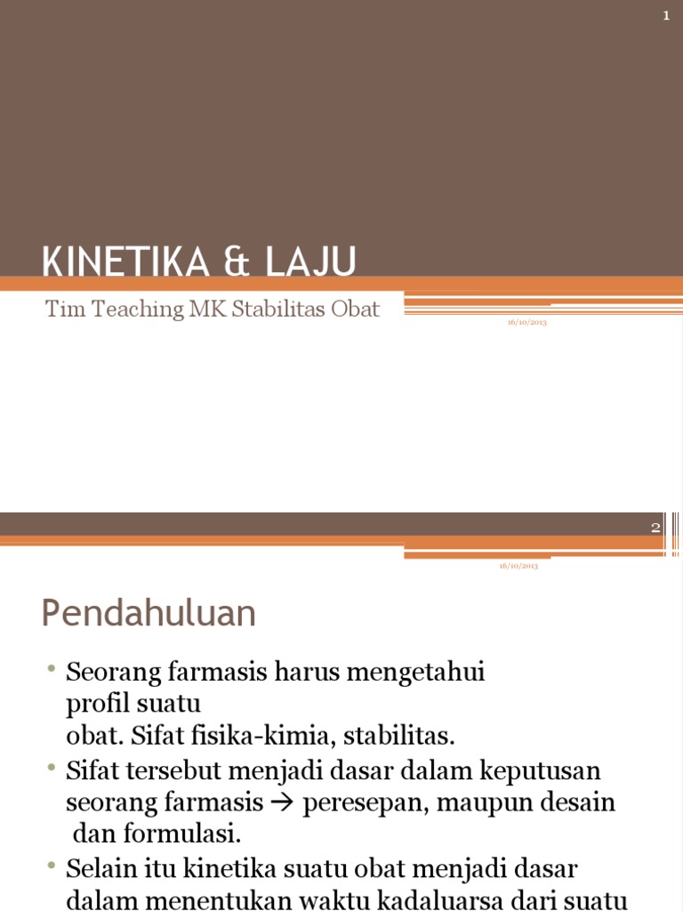 Kinetika & Laju Reaksi: Tim Teaching MK Stabilitas Obat | PDF ...