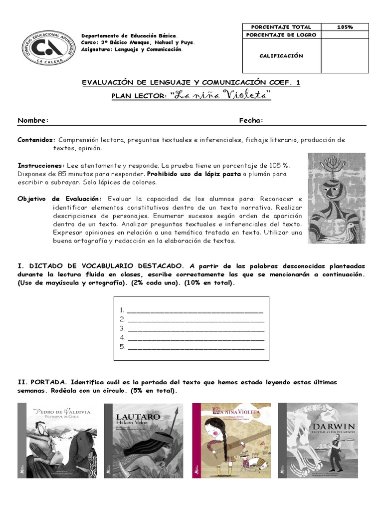 Evaluación de "La niña Violeta" | PDF