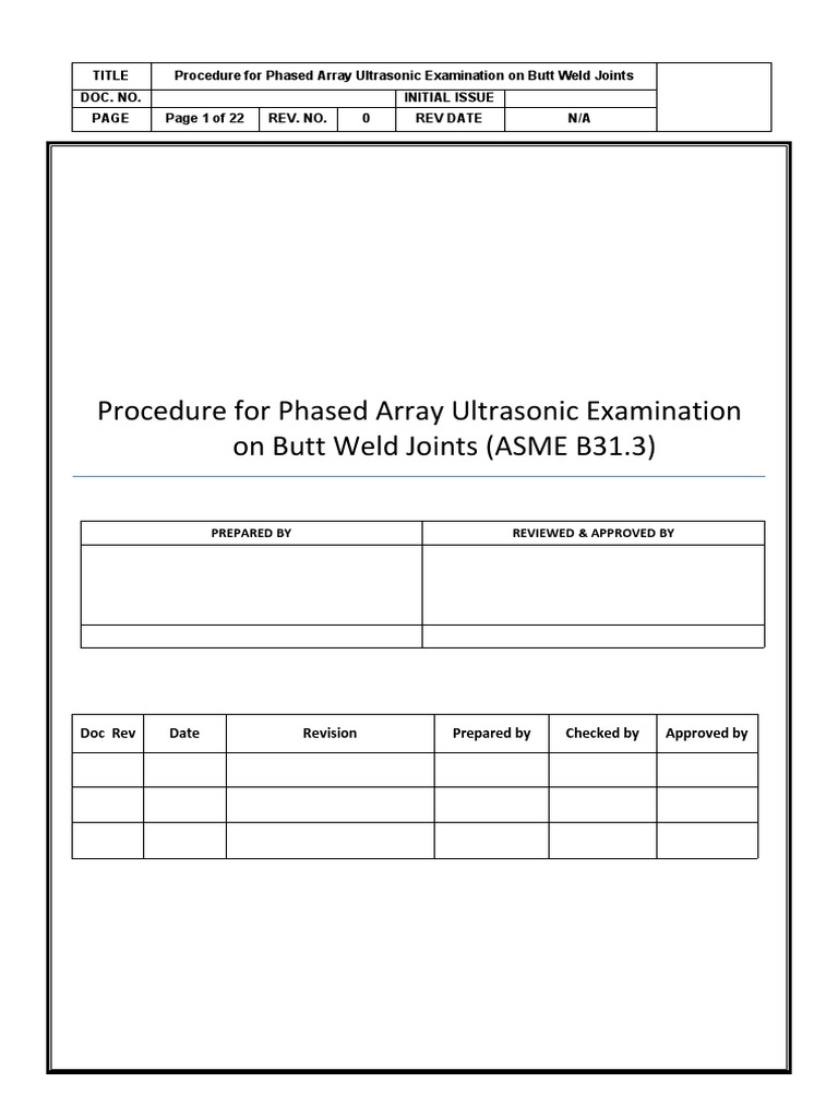 PAUT & TOFD Procedure For EOL, Vadinar | PDF | Nondestructive Testing ...