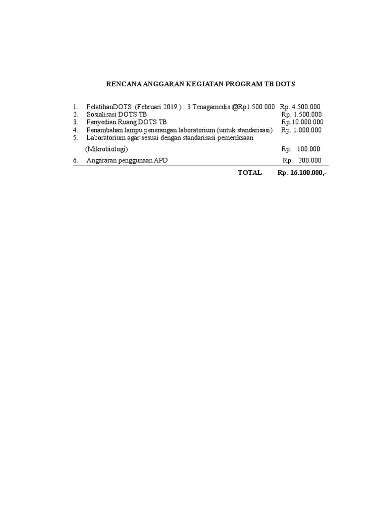 Rencana Anggaran Biaya TB Dot | PDF