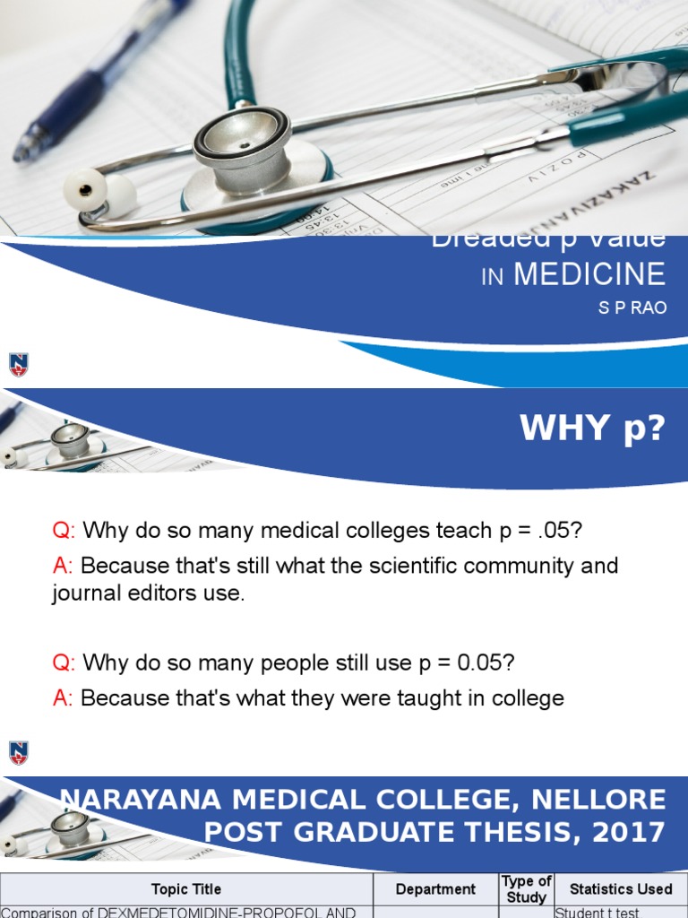 Understanding p Values in Medicine | PDF | P Value | Statistical ...