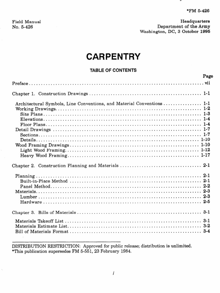 Carpentry: Table of Contents | PDF | Framing (Construction ...