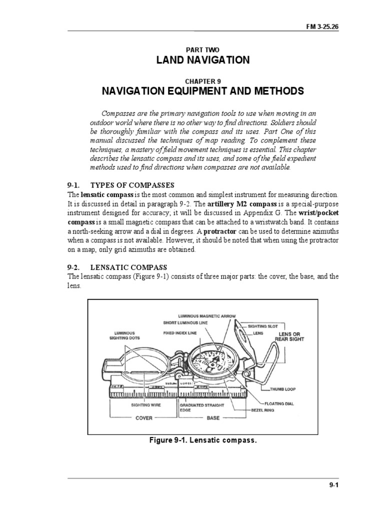Land Navigation Navigation Equipment and Methods: 9-1. Types of ...