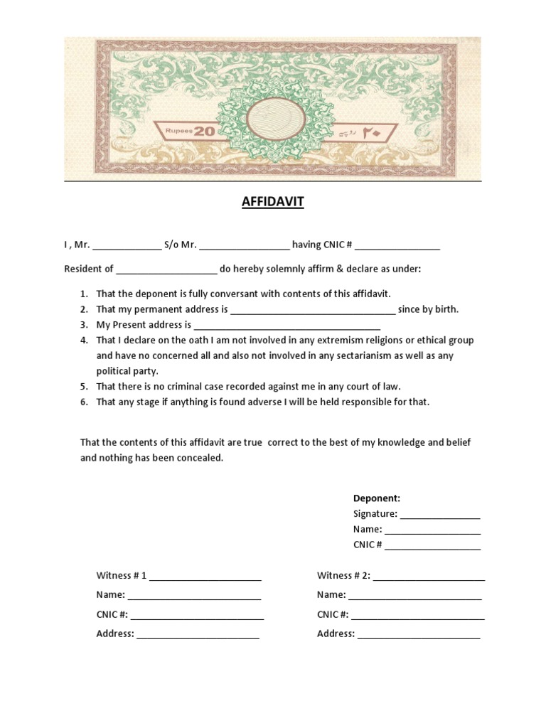 Affidavit Format PDF | PDF