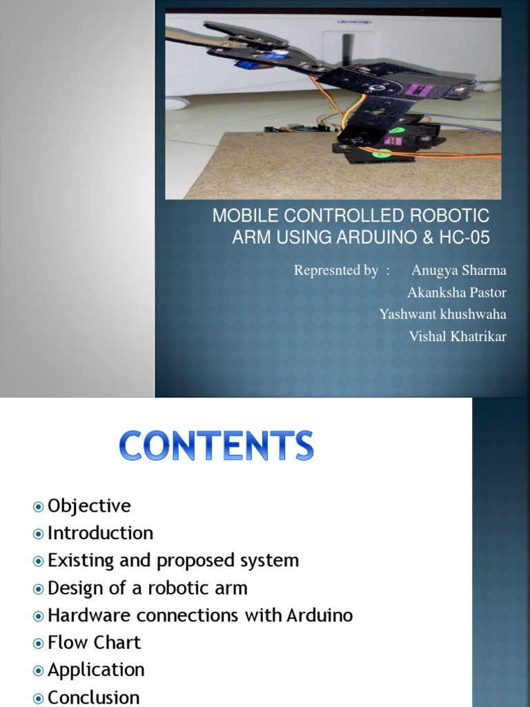 Mobile Controlled Robotic Arm Using Arduino & Hc-05 | PDF | Arduino | Robotics