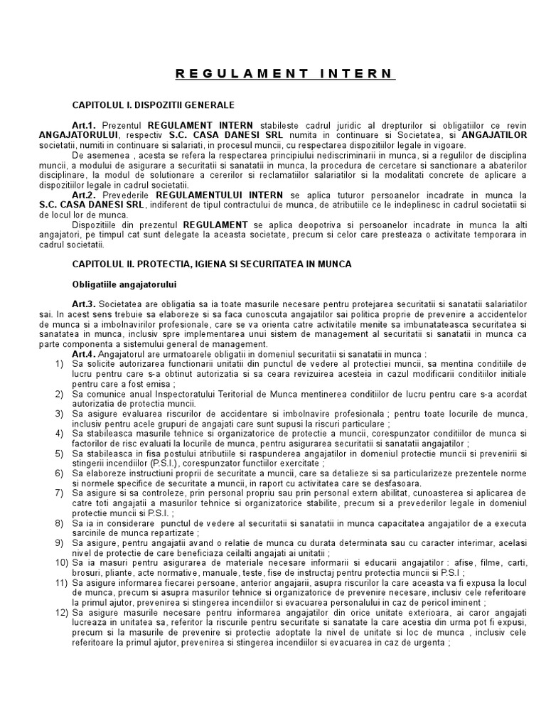 Regulament Intern | PDF