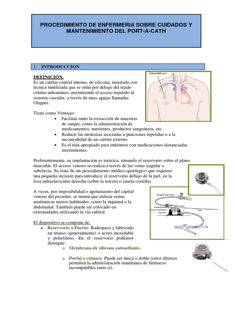 Procedimiento Cuidados Port-Cath | PDF | Terapia intravenosa ...