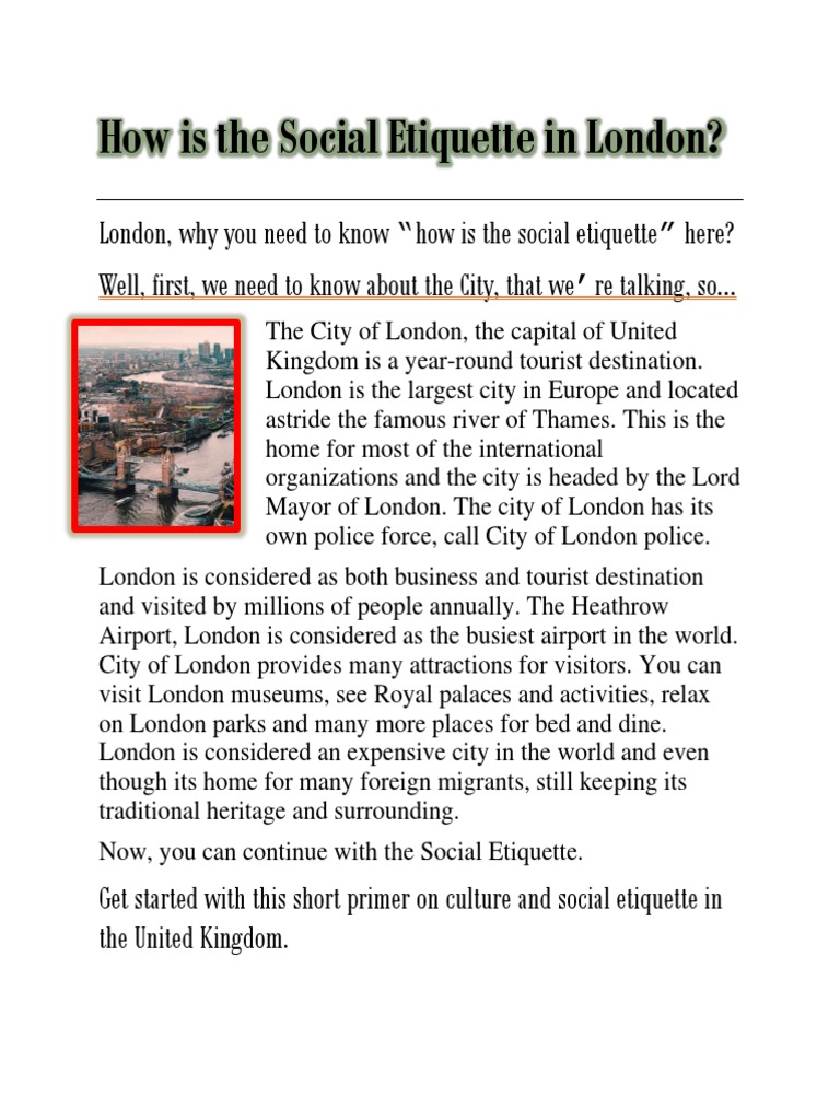 How Is The Social Etiquette in London? | PDF | London | United Kingdom