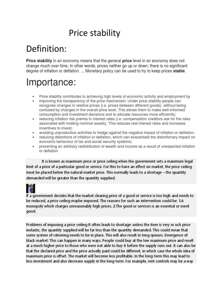 Price Stability Definition:: Importance | PDF | Inflation | Deflation