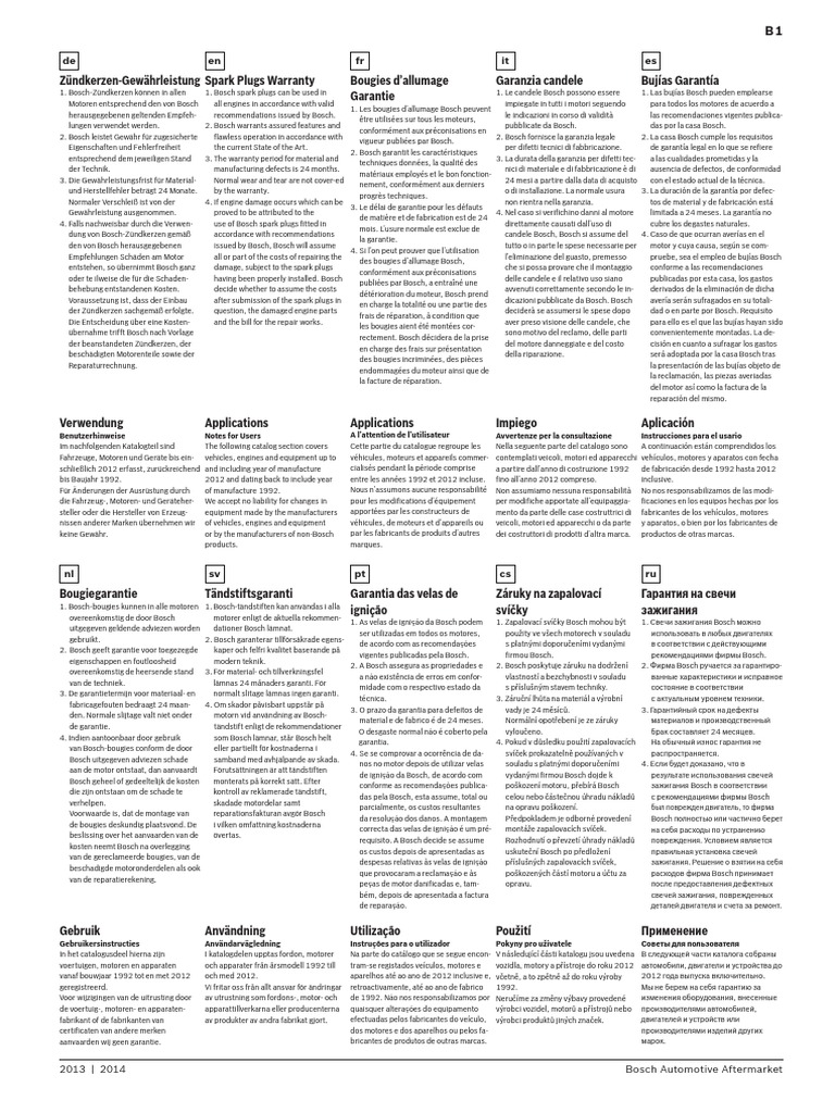 2014 Bosch Catalogo Candele PDF | PDF