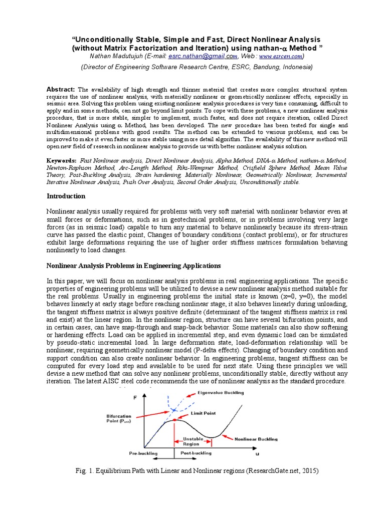 Direct Nonlinear Analysis Using Alpha Method | PDF | Nonlinear System ...
