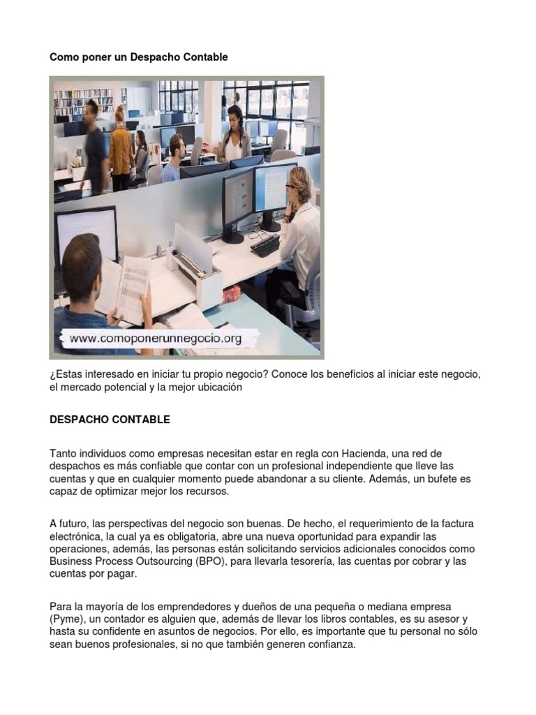 Como Poner Un Despacho Contable - Guía de Negocio | PDF | Contabilidad ...