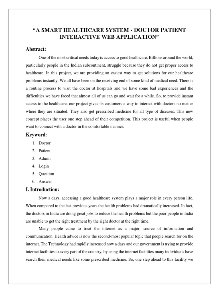 A Smart Healthcare System | PDF | Health Care | Medical Prescription