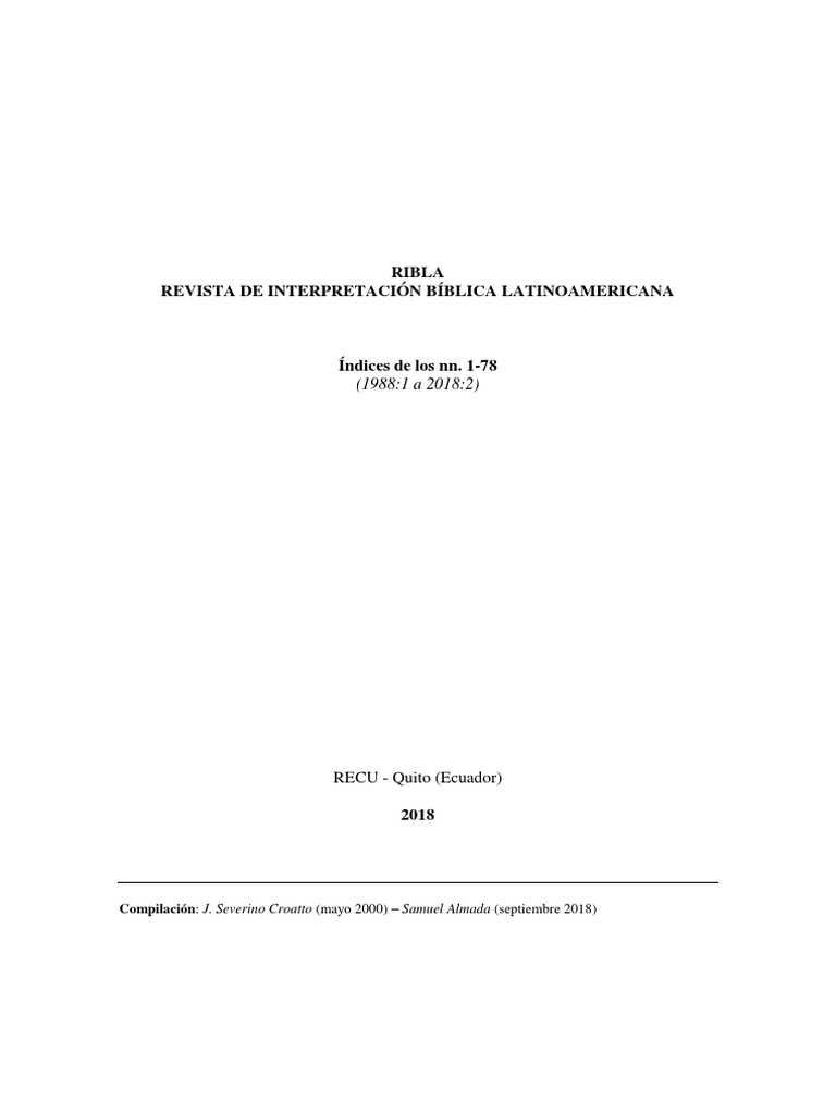 Indice Ribla PDF | PDF | Biblia | Jesús