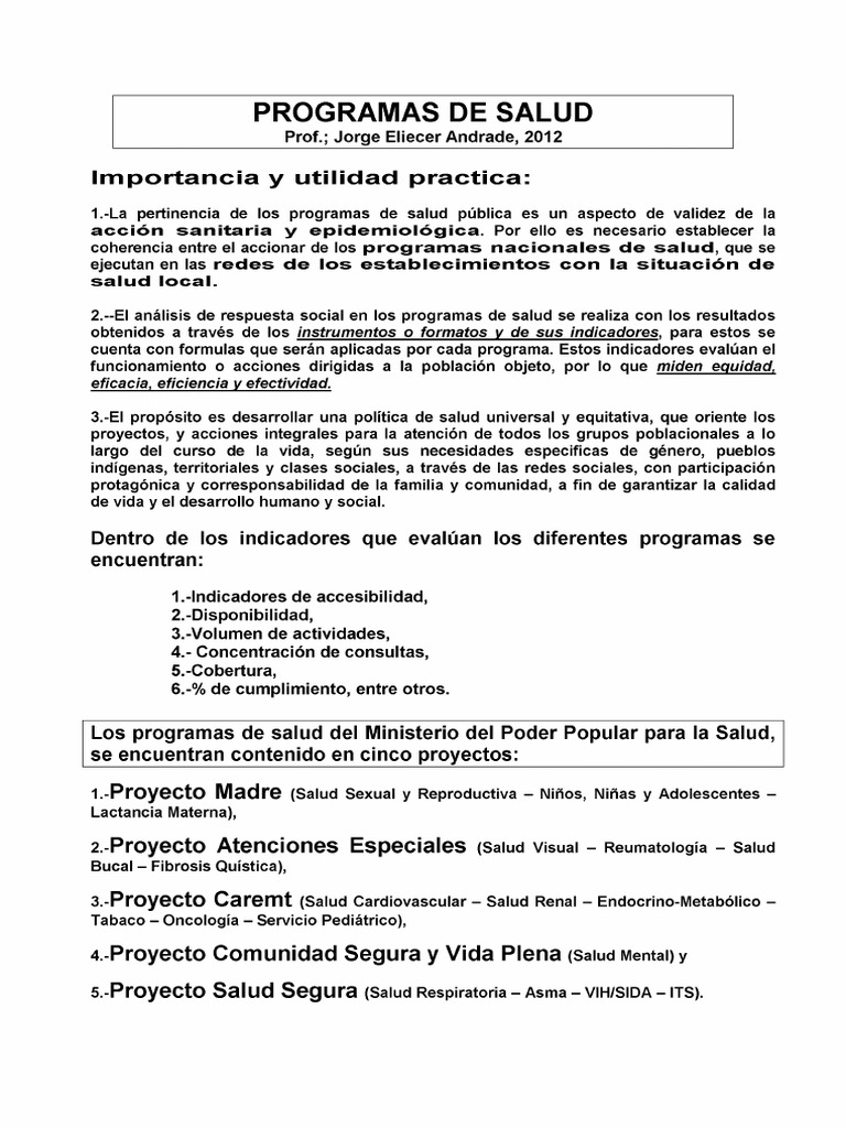 Programas de Salud | PDF