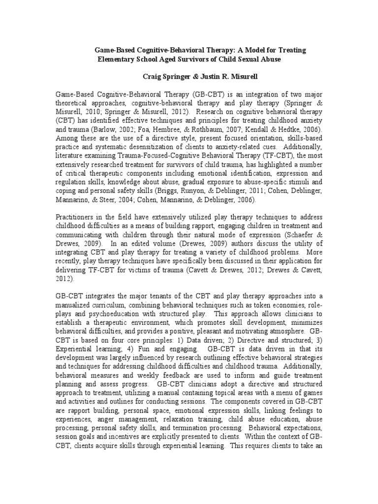 Game-Based Cognitive-Behavioral Therapy (GB-CBT) LEER PDF | PDF ...