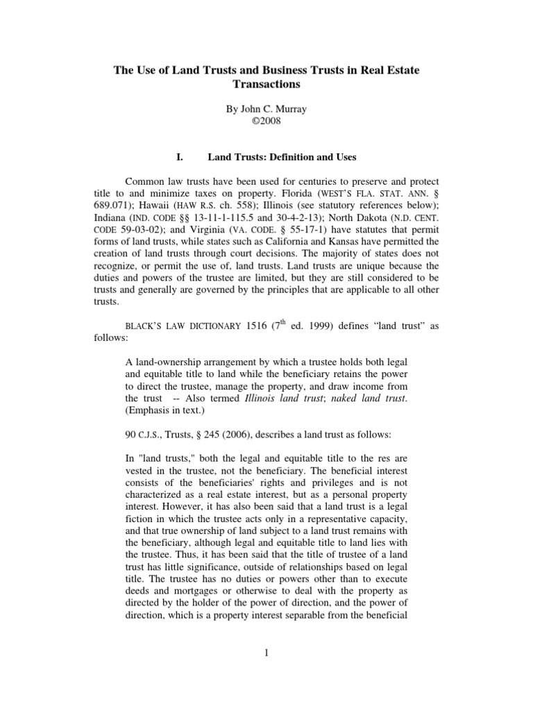 Illinois Land Trust Overview | PDF | Trust Law | Security Interest