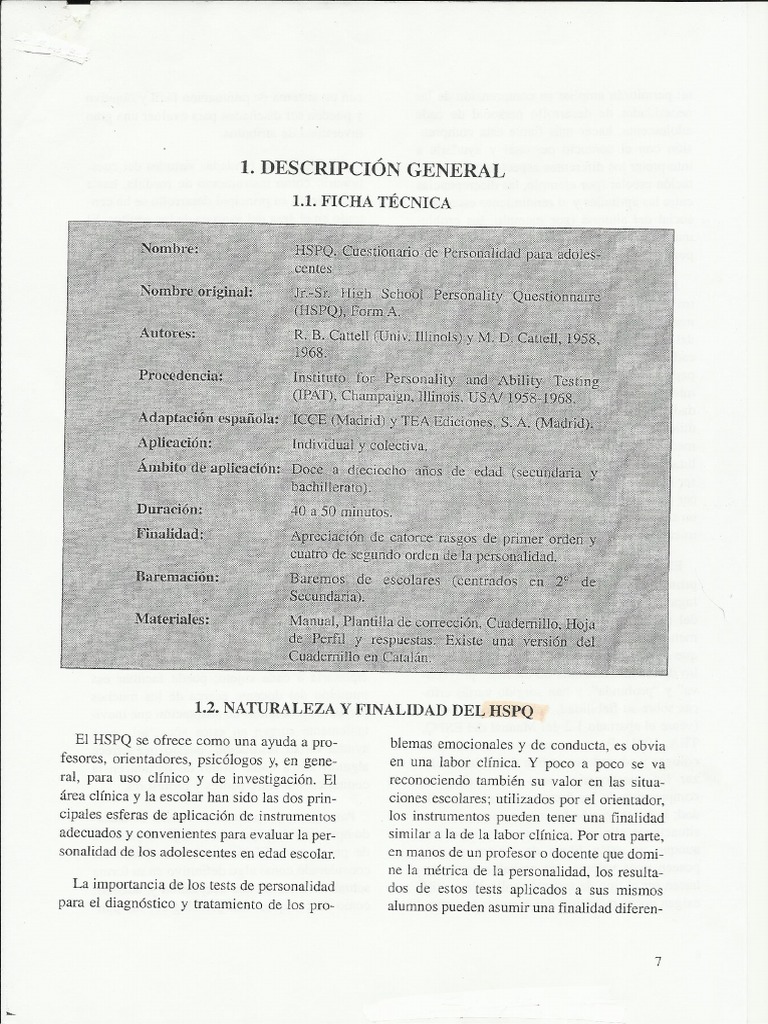 Hspq-Instrucciones-Hoja de Respuestas PDF | PDF