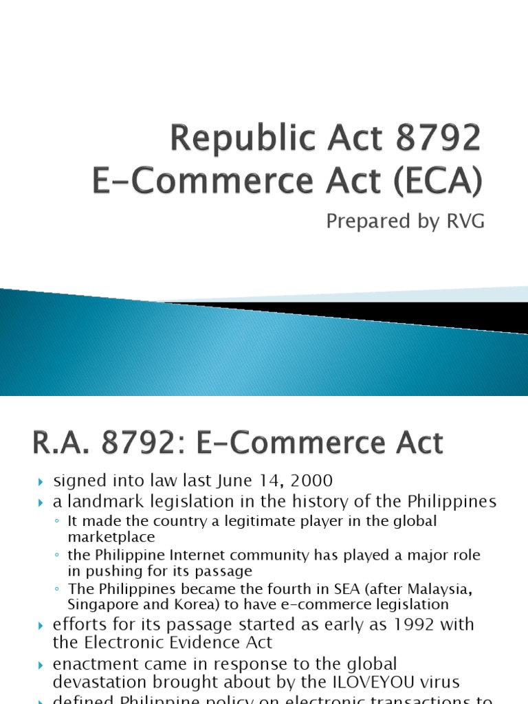 Republic Act 8792 E-Commerce Law | PDF | E Commerce | Copyright ...