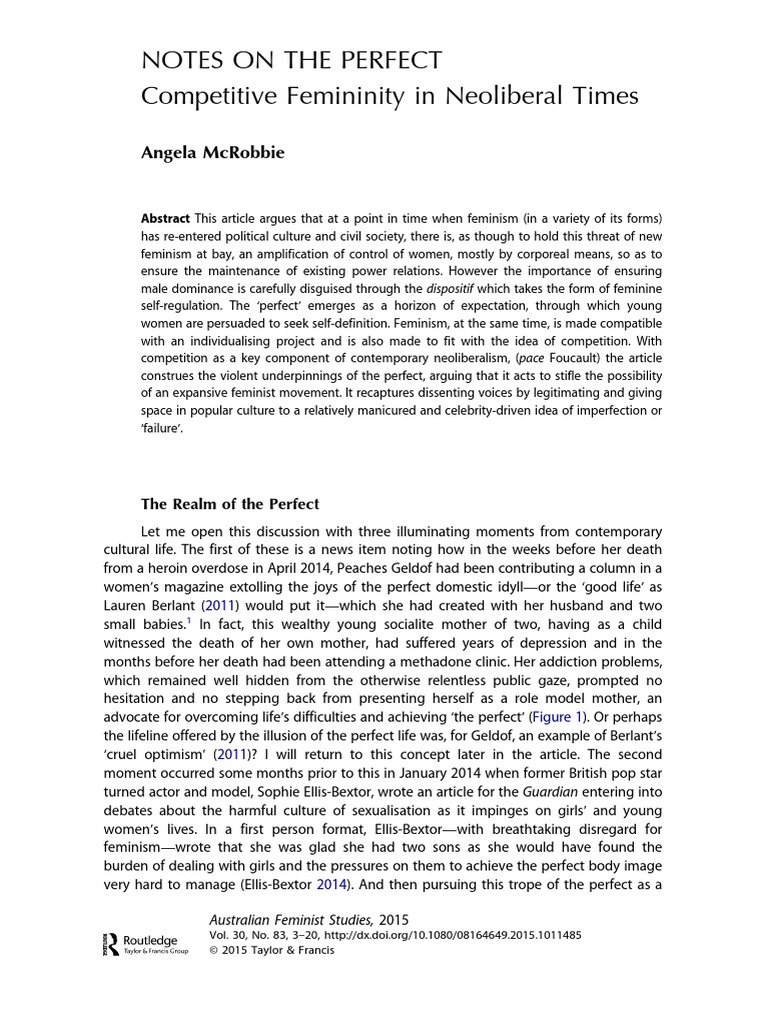 NOTES On The PERFECT Competitive Femininity in Neoliberal Times | PDF ...