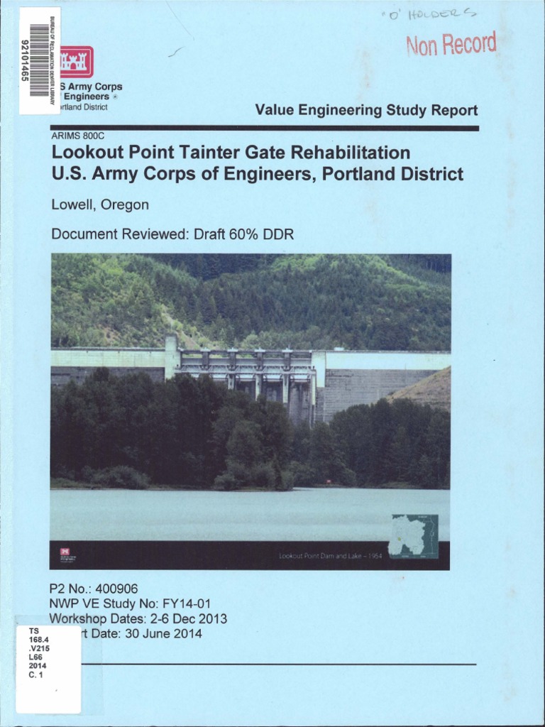 Lookout Point Tainter Gate Rehab Report | PDF | Spillway | Reliability ...