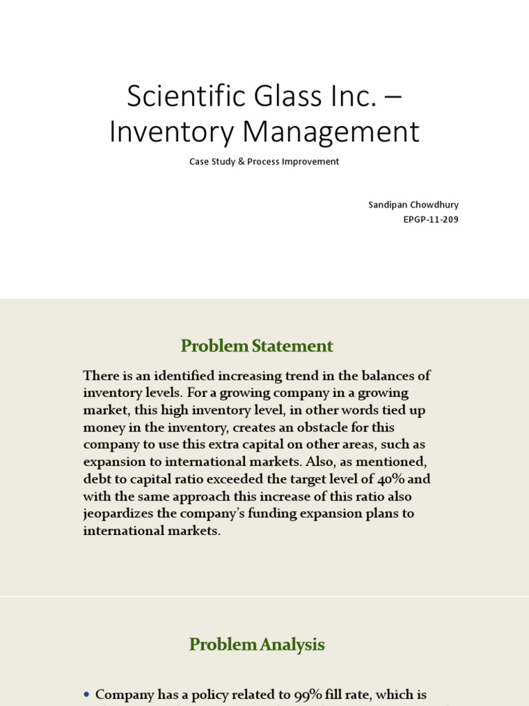 Scientific Glass Inc. - Inventory Management: Case Study & Process ...
