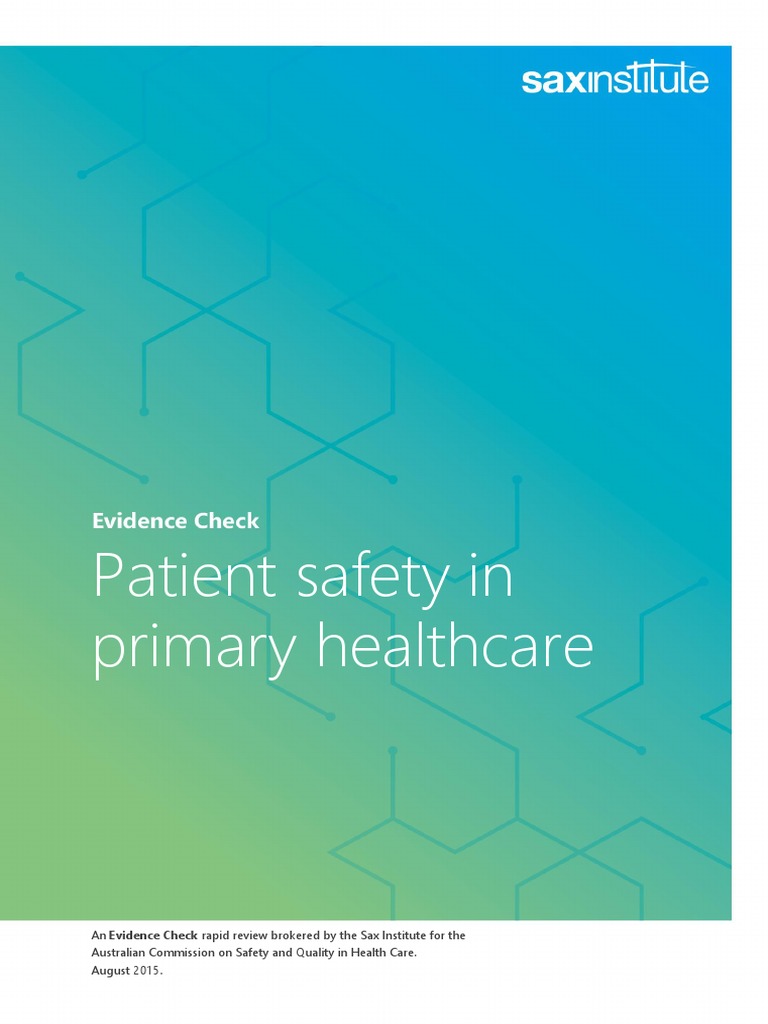 Patient Safety in Primary Healthcare A Review of The Literature August ...