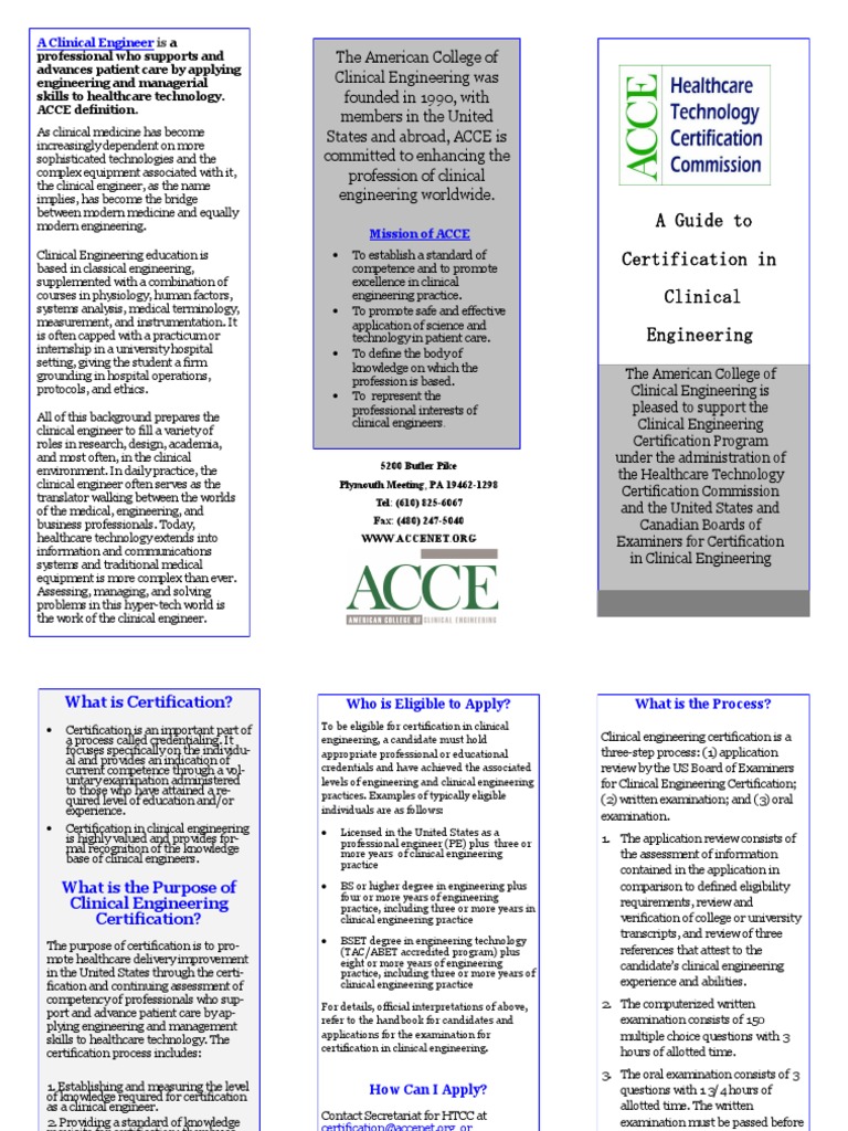 ACCE-Guide To Clinical Engineering Certification 2016 | PDF ...