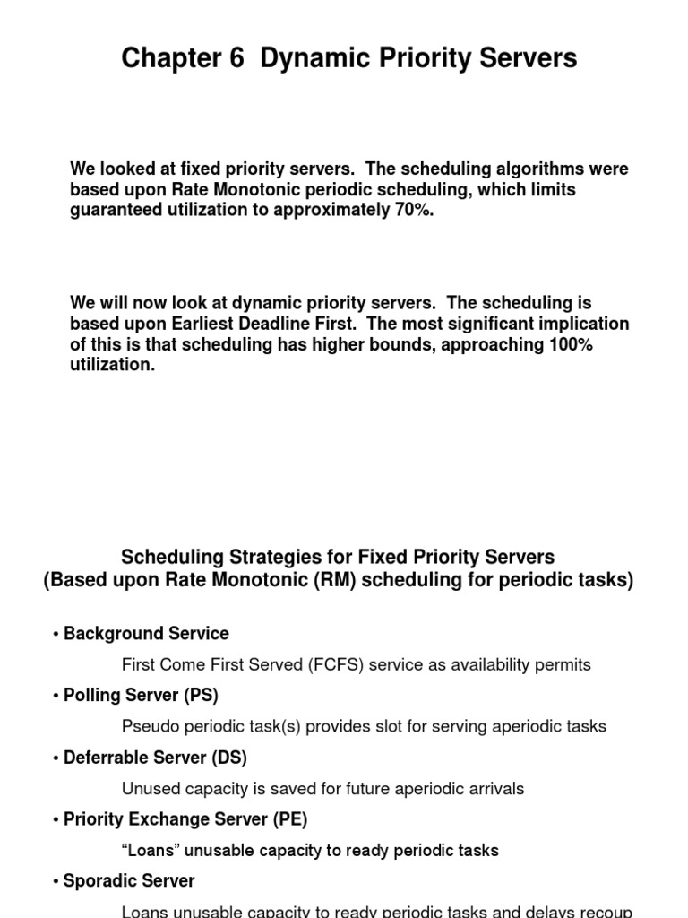 Chapter 6 Dynamic Priority Servers | PDF | Scheduling (Computing) | Areas Of Computer Science
