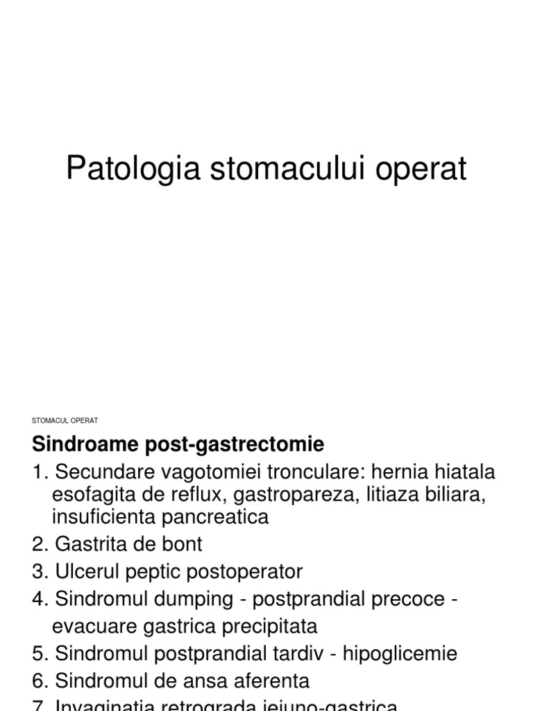 Patologia Stomacului Operat | PDF