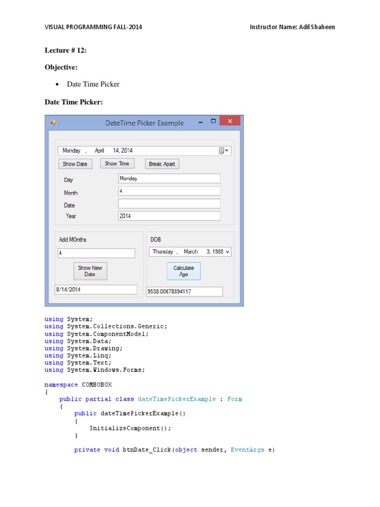 Date Time Picker | PDF