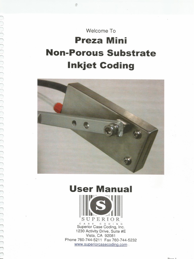 User Manual-Preza Mini Inkjet Coding PDF | PDF