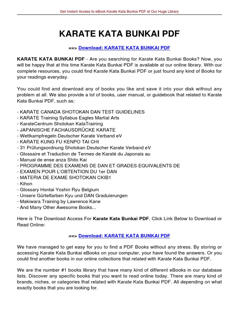 KARATE KATA BUNKAI PDF - Are You Searching For Karate Kata Bunkai Books ...