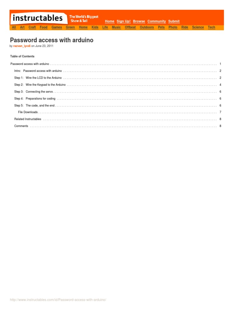 Password Access With Arduino Pdf Pdf Arduino Liquid Crystal Display 7851
