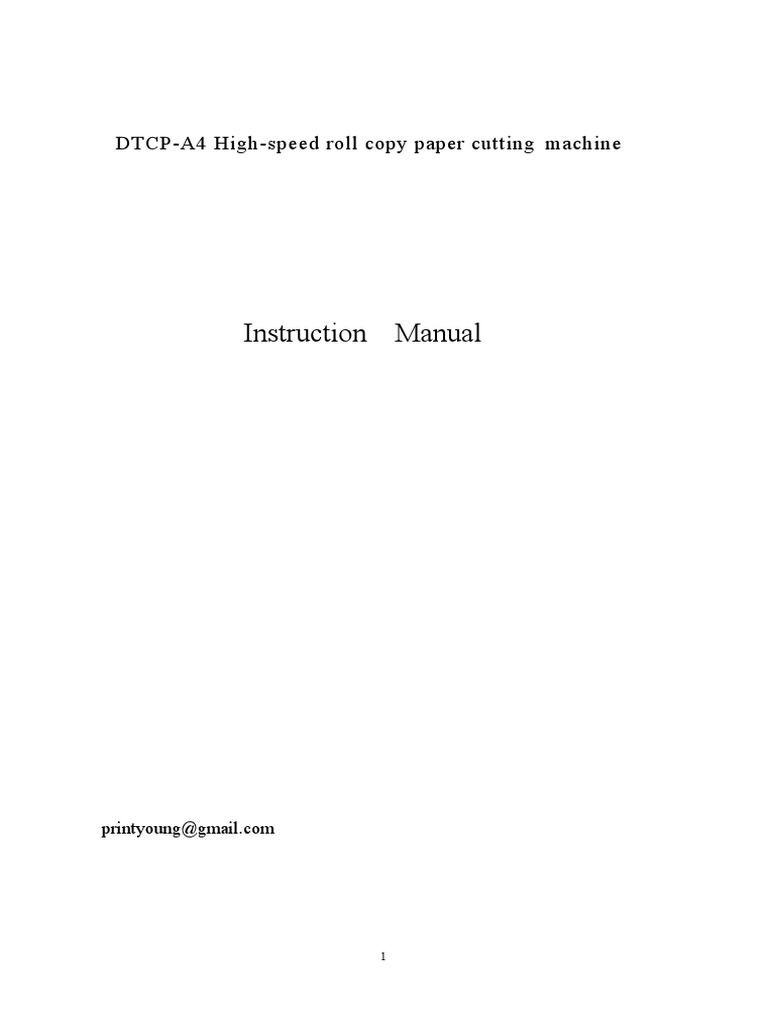DTCP-A4 High-Speed Roll Copy Paper Cutting Machine Instruction Manual ...