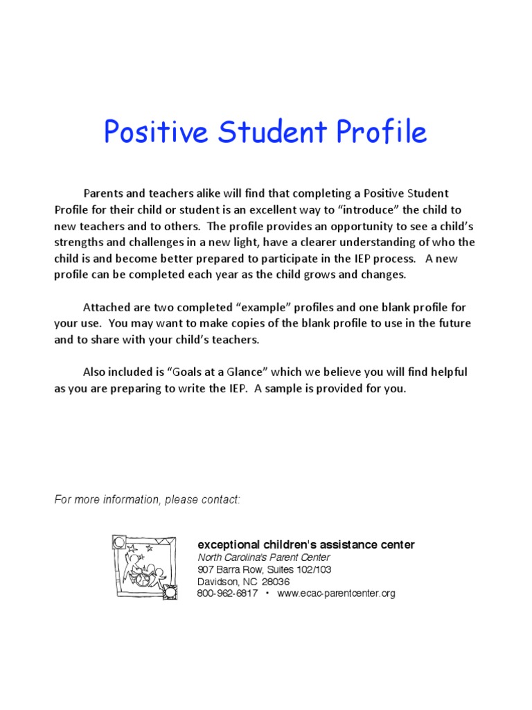 Positive Student Profiles | PDF | Individualized Education Program ...