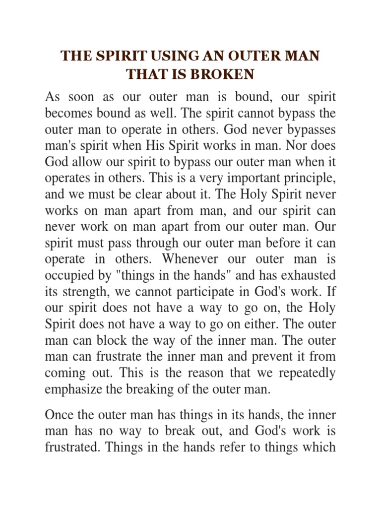 The Spirit Using An Outer Man | PDF | Prayer | Prophet