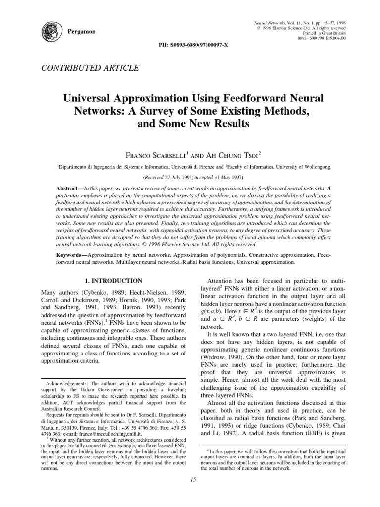 1998-scarselli-NN - Universal Approximation Using Feedforward Neural Networks A Survey of Some ...