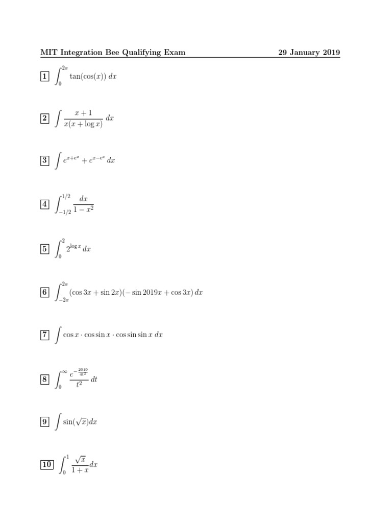 Mit 2019 Integrals | PDF