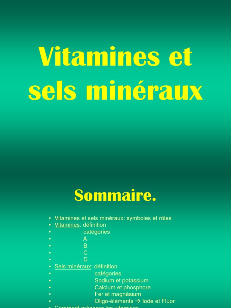 Vitamine Sels Mineraux | PDF | Vitamine | Calcium