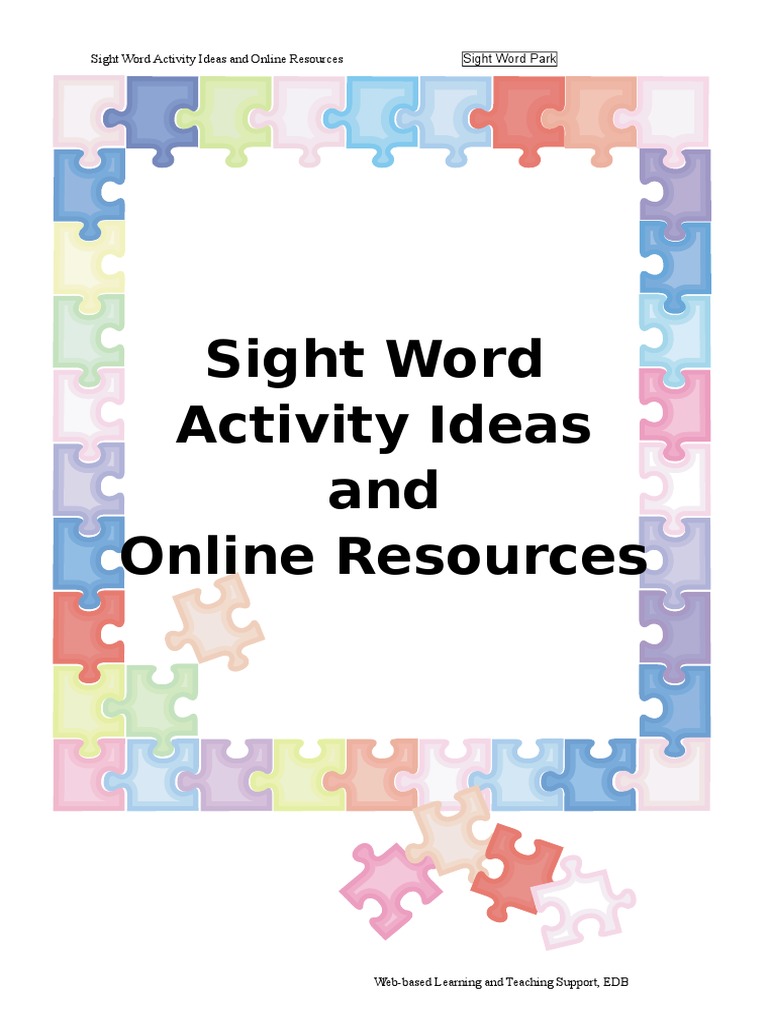Sight Word Activities & Resources Guide | PDF | Goldilocks And The ...